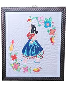 Embroidery Thread Art Wall Hanging with Floral and Figure Design ...