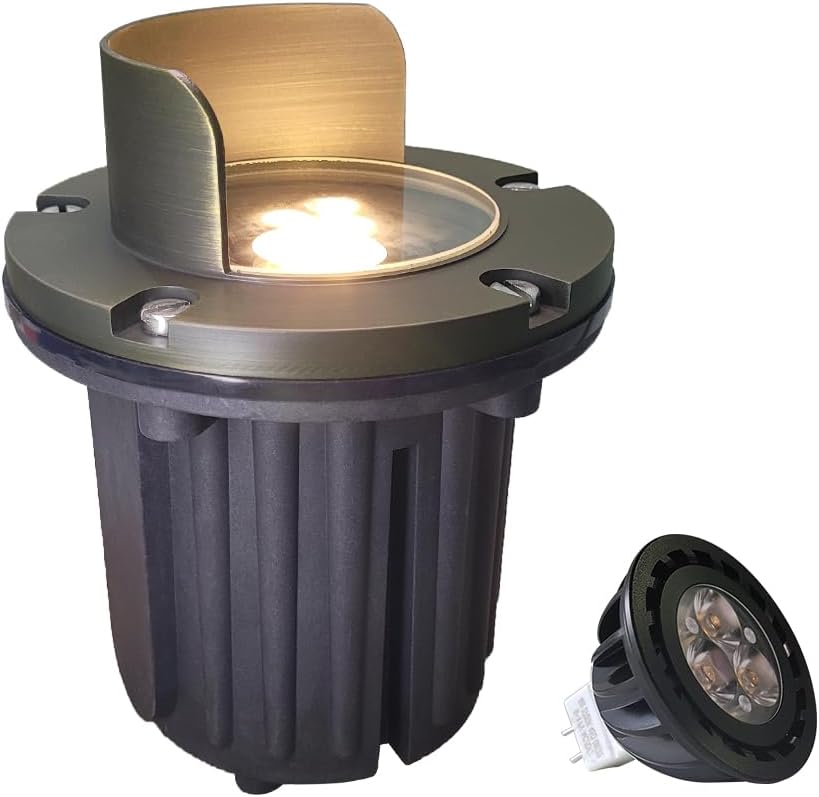 MALORY Brass Top Cover Landscape Well Lights,(6''H) 12V Low Voltage ...