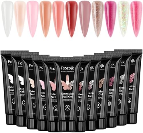 Amazon.com : Fcozpjk 12 Colors Poly Gel Kit, Clear White Nude Pink ...