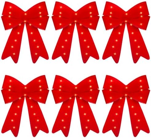 Amazon.com: Zeyune 6 Pcs 10.63 x 15.35'' Velvet Red Christmas Bows with ...