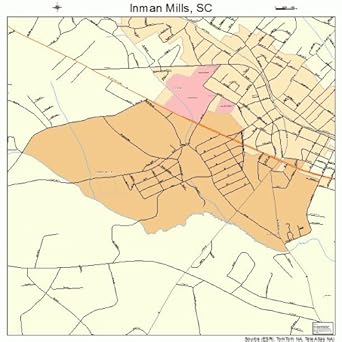Amazon.com: Large Street & Road Map of Inman Mills, South Carolina SC ...