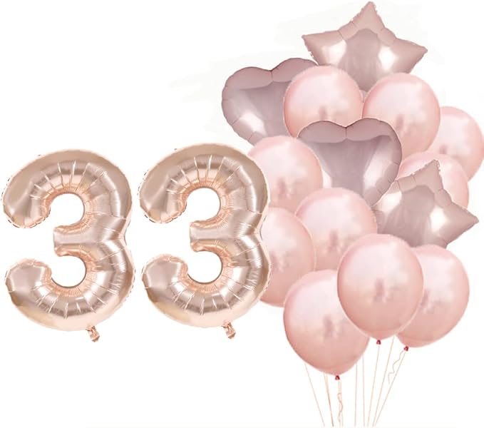 Amazon.com: ZSNWGZ Sweet 33th Birthday Decorations Party Supplies,Rose ...