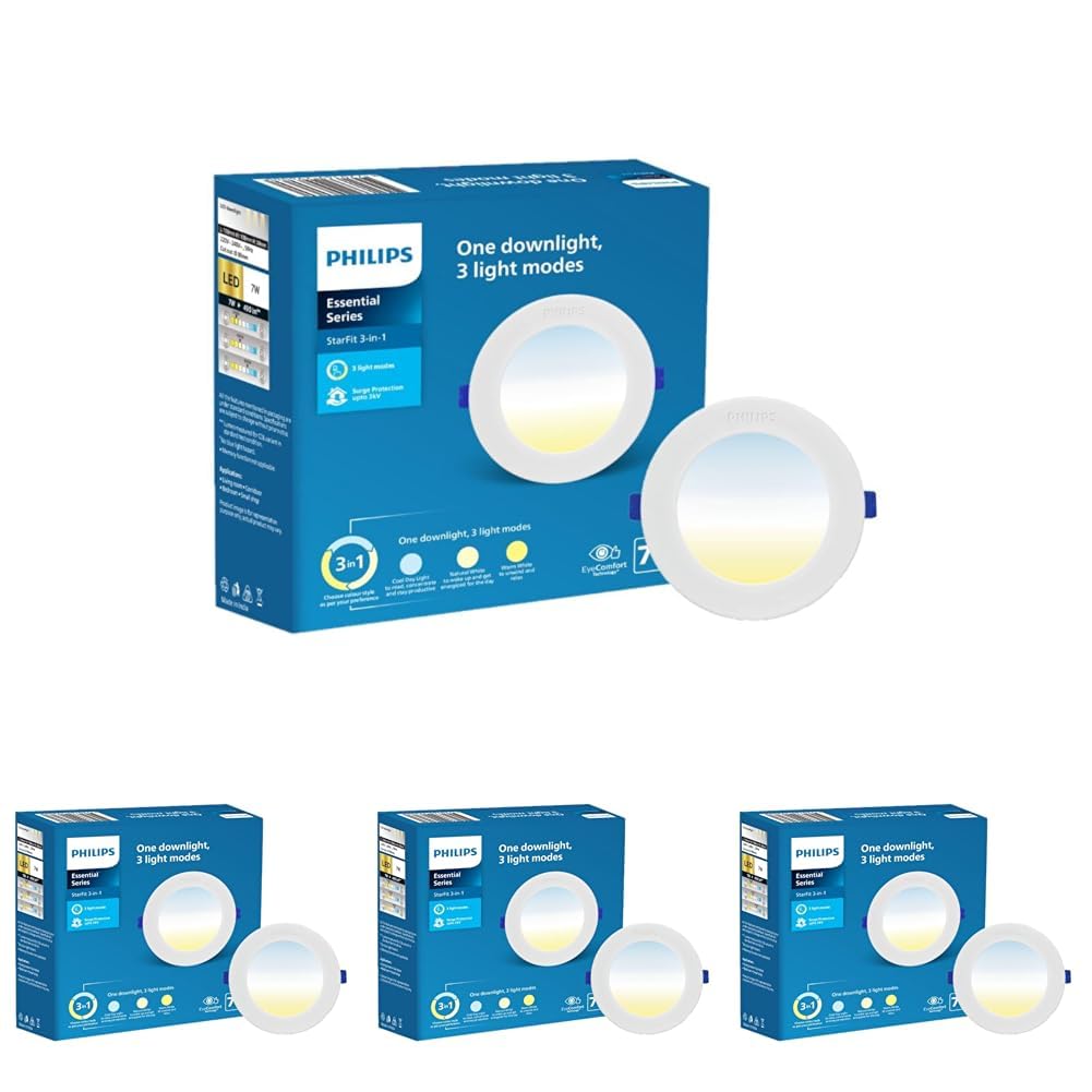 PHILIPS StarFit 7-watt Round LED Downlighter | 3 Colors in 1 Concealed ...