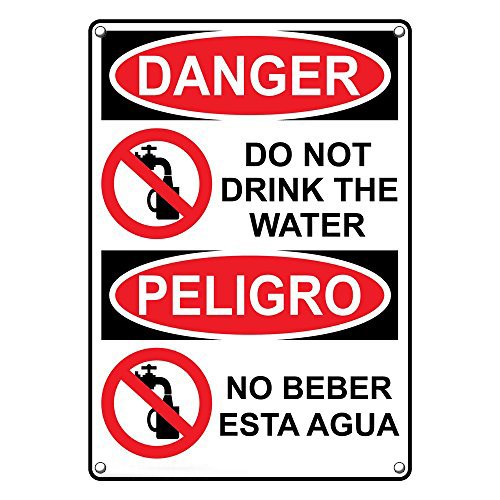 Weatherproof Plastic Vertical OSHA Danger Do Not Drink The Water - No ...