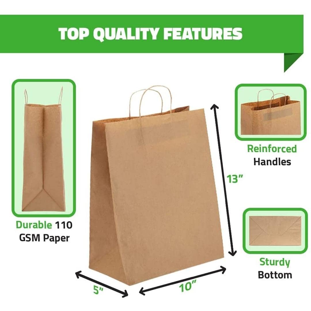 Kraft Brown Bulk Paper Bags with Twisted Handles (250 Pcs) Perfect for ...
