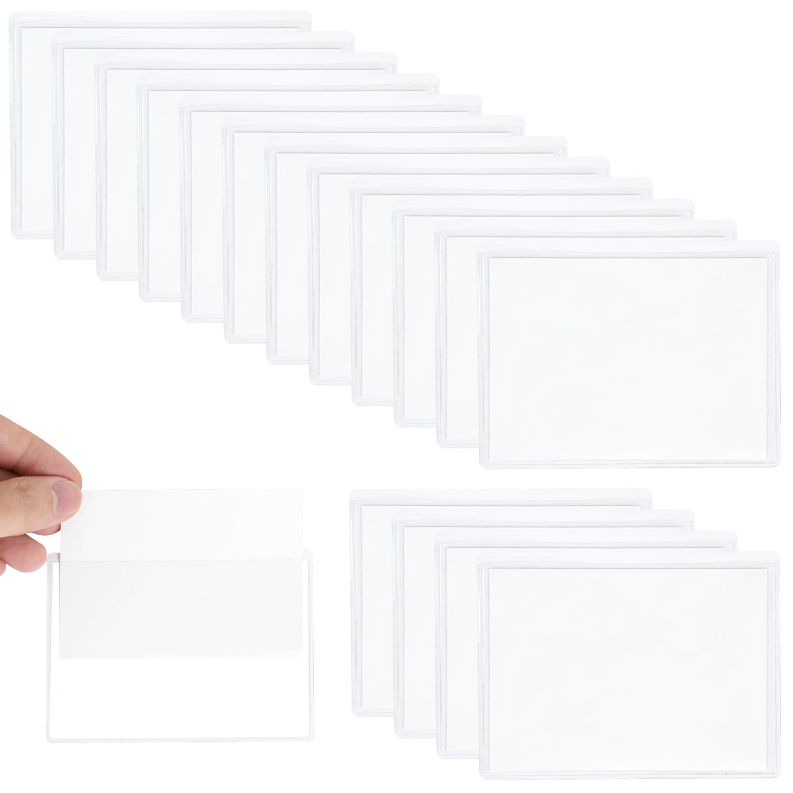 Amazon.com : wexpw 50 Pieces 3x4 inch Adhesive Plastic Pockets Sleeves ...