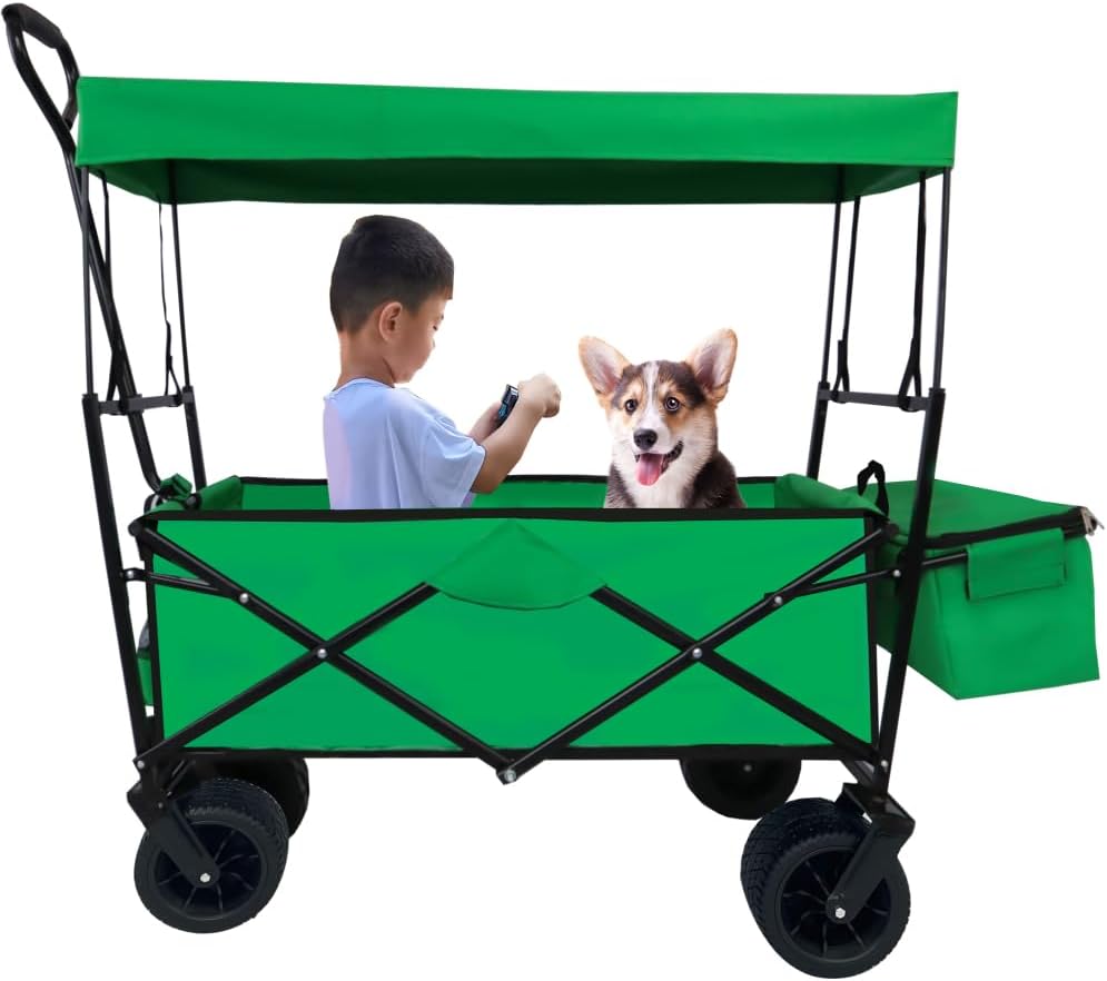 Amazon.com : Collapsible Wagon Folding Garden Cart with Removable ...