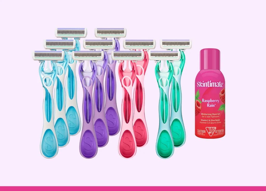 Amazon.com: 10 disposable razors 1 moisturizing shave gel By Skintimate ...