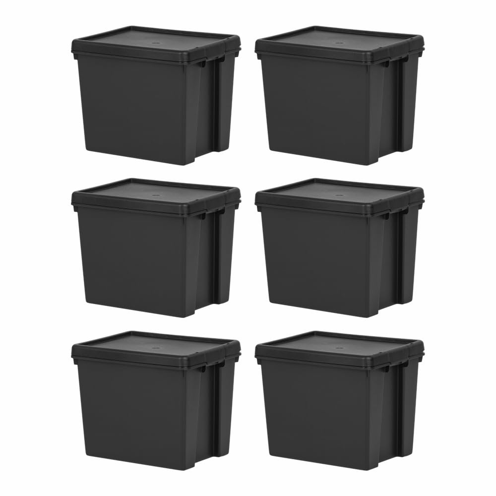 JMS® Bam Heavy Duty 24 Litre Plastic Storage Box, 6 Set, Black : Amazon ...