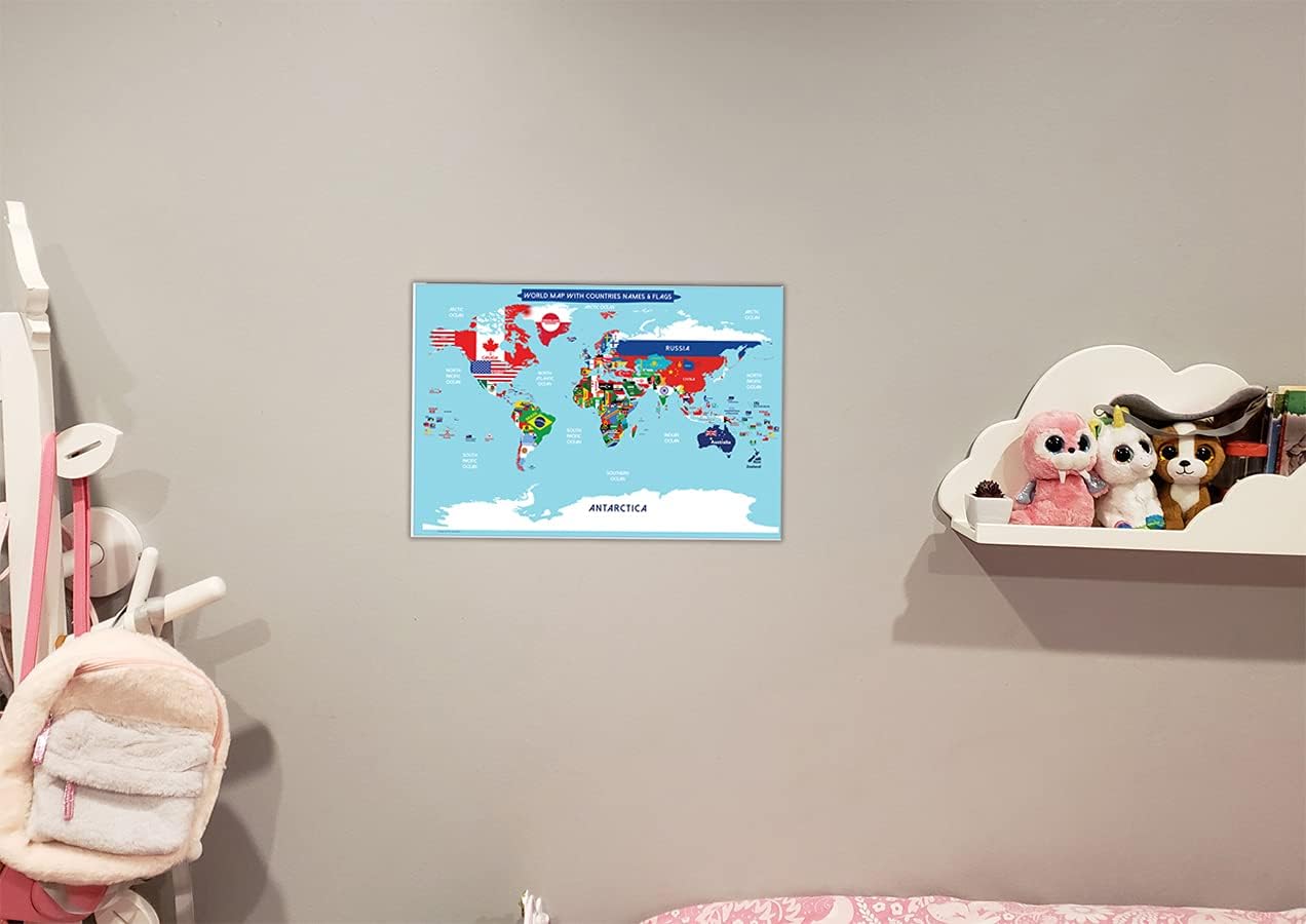 Small World Map Poster with Flags for Kids - Australia | Ubuy