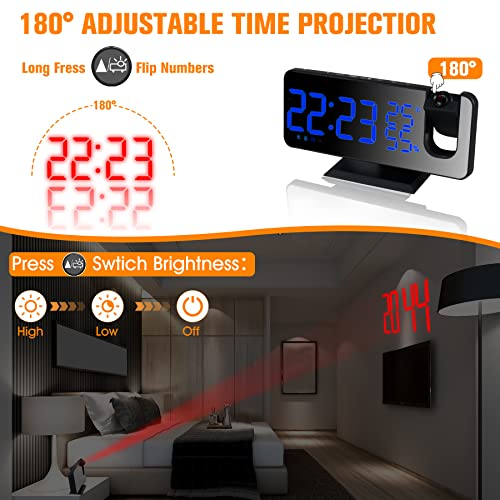 Buy ADZERD Projector Alarm Clocks with Projection on Ceiling for ...