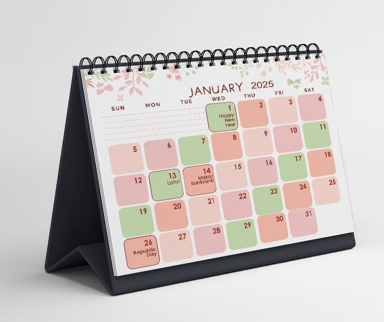AccuPrints Flower Design Desk Calendar 2025 -Size (5.8x8.2) inch 12 ...