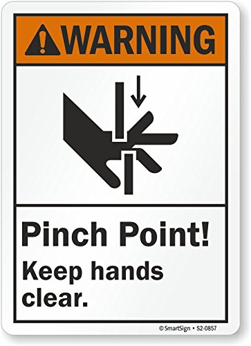 SmartSign “Warning - Pinch Point, Keep Hands Clear” Label | 10" x 14 ...