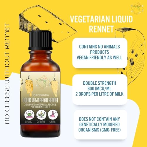 Alla's Posh Flavors Cheesemaking Liquid Rennet | 100% VEG | Make Mozzarella Burrata Cream Cheese ...