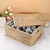 Amazon.com: Hipiwe Rattan Basket With Lid Rectangular Lidded Basket ...