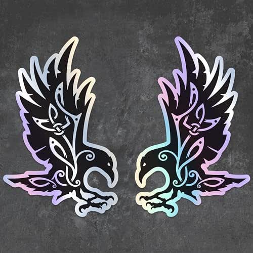 Amazon.com: Celtic Ravens Holographic Sticker for Laptops, Drinkware ...