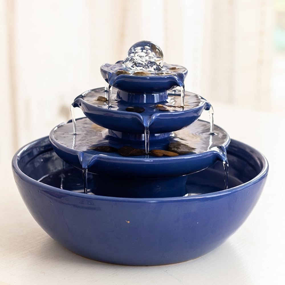 Amazon.com: Indoor Tabletop Ceramic Fountain Water Feature Home Kitchen ...