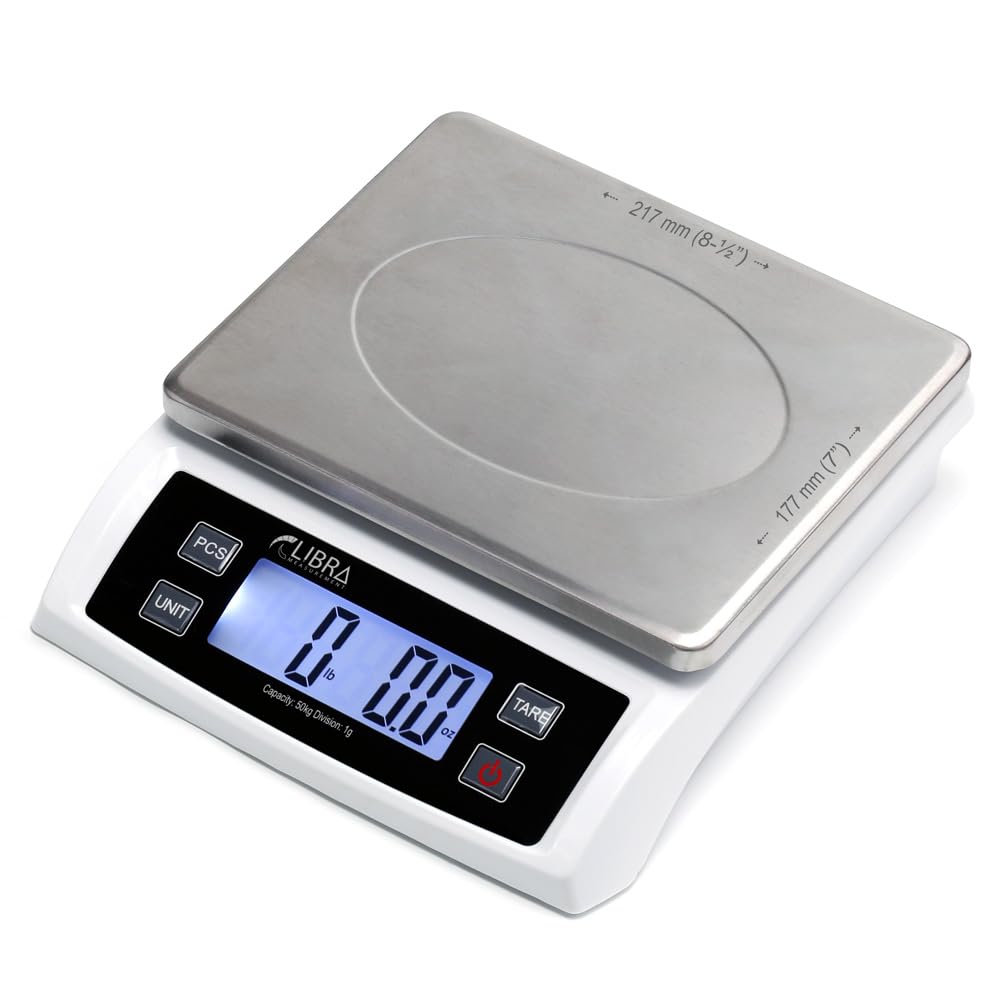 110 lb (50 kg) Digital Postal Scale, Piece Counting, Wide Stainless ...