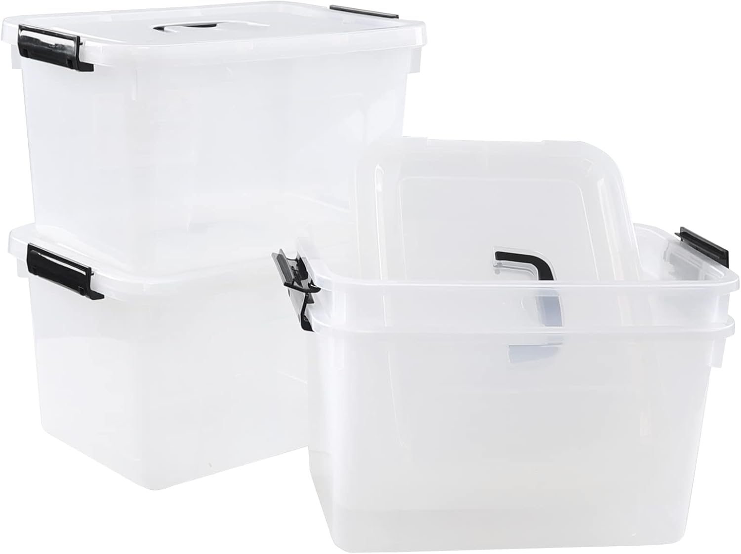 Zopnny Contenedor de plástico de 10 L contenedor transparente con asa y ...