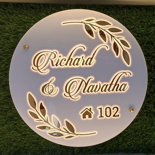 SIGNOOGLE® Customised Acrylic LED Light House Name Plate For Home ...