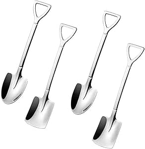 4Pcs Stainless Steel Spade Spoon Mini Shovel Spoons Pointed Spoon Coffee Tea Sugar Stirring ...