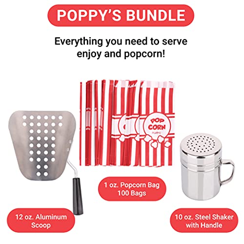 Poppy's Popcorn Supplies Bundle - Kernel Sifting Speed Scoop, Seasoning ...