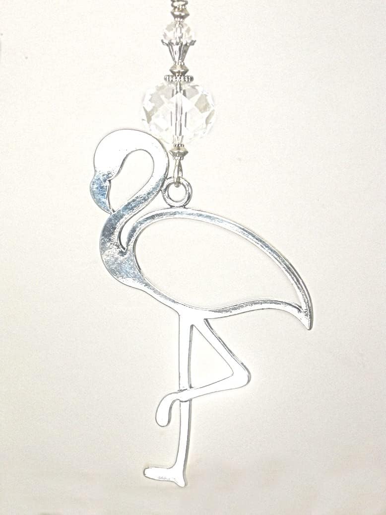 Silvery Flamingo with Crystal Clear Glass Ceiling Fan Pull Chain ...