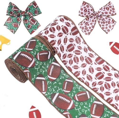 Amazon.com: Football Wired Ribbon 2 Rolls 20 Yards Football Printed ...