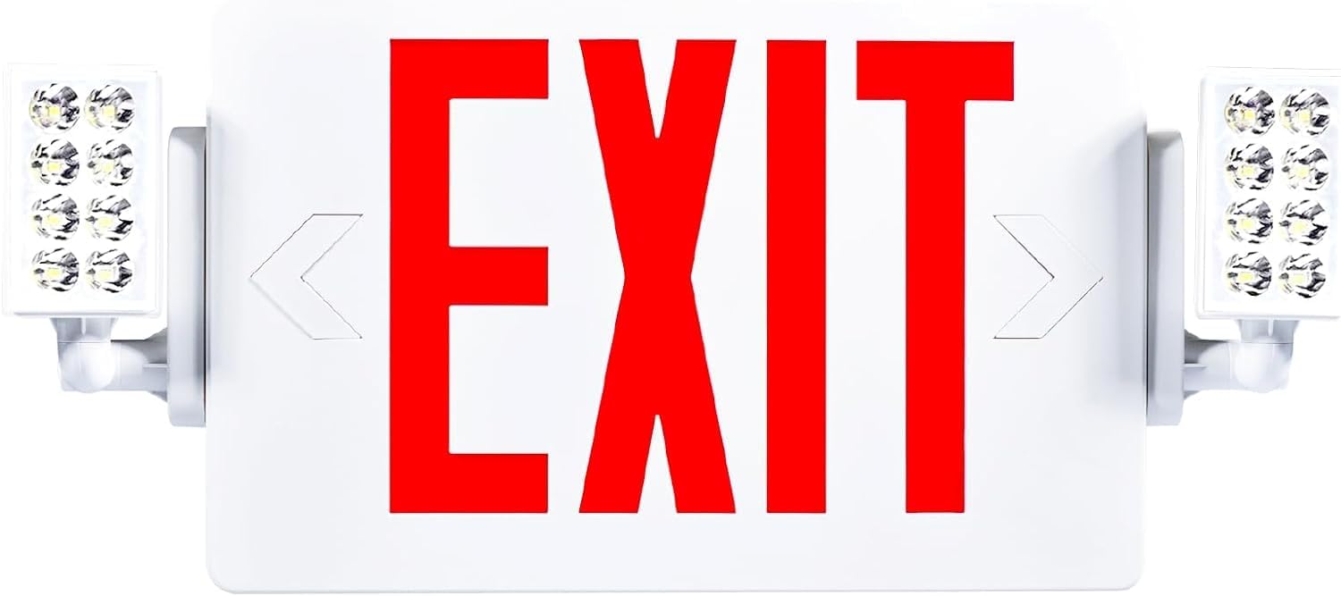Amazon.com: Sunco Red Exit Signs With Emergency Lights, Two Adjustable ...