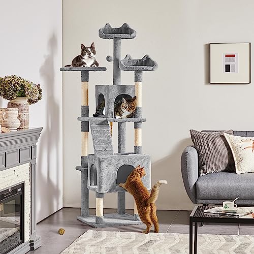 Snapklik.com : XL Cat Tree, 72in Multi-Level Cat Tower W/ 2 Cozy Caves ...
