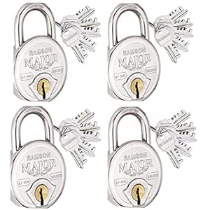 Ramson Lock and Keys Door Lock for Home Shackle Padlock 67mm with 4 Keys Double Locking ...