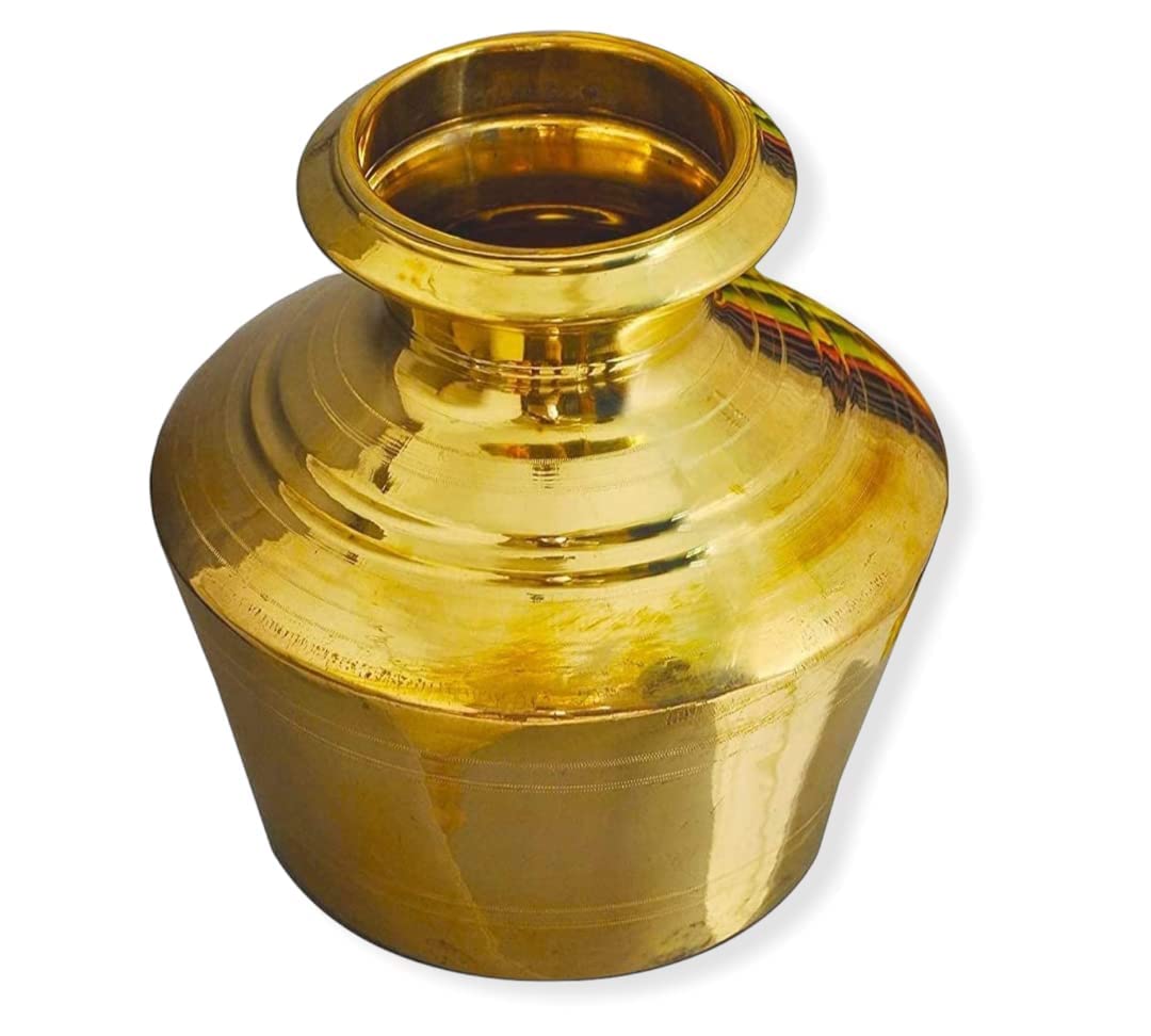 Buy Mahi Store Mahi Pure Brass Ghada/Water Pot/Kudam/Handi (Gold) Kudam ...