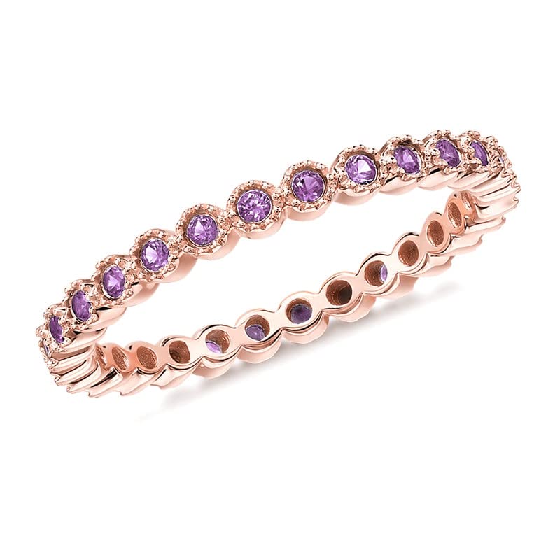 Amazon.com: Amethyst Full Eternity Wedding Band For Women, 14k Rose ...