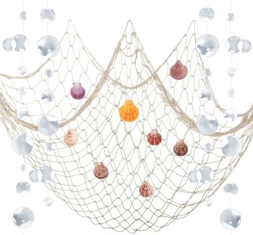 Amazon.com: ZERODECO Nautical Decor, Natural Fish Net Party Decorations ...