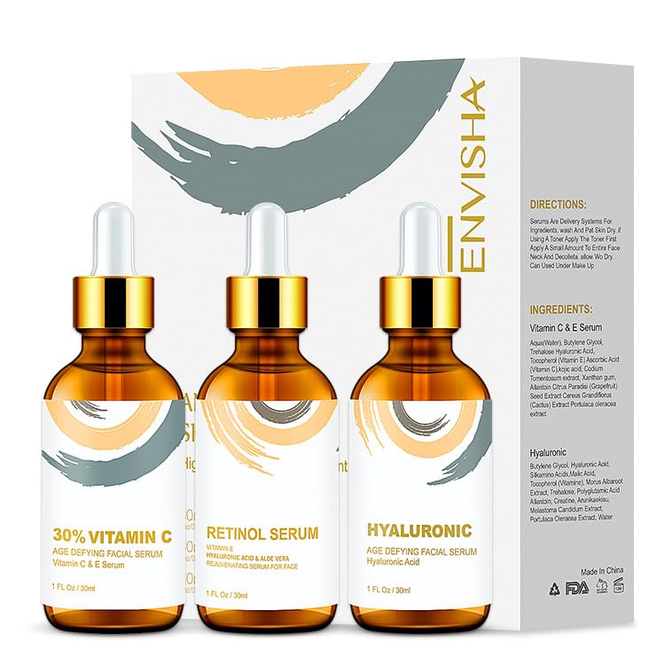 Face Serum Set - Age Defying Serum 3 Pack - Retinol Serum, Hyaluronic ...