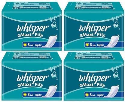 Buy Whisper Maxi Fit Regular 8+8+8+8 Sanitary Pad (Pack of 4) Online at ...