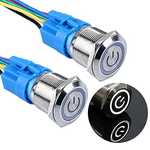Snapklik.com : DMWD 2PCS 22mm Latching Push Button Switch 12V-24V On ...