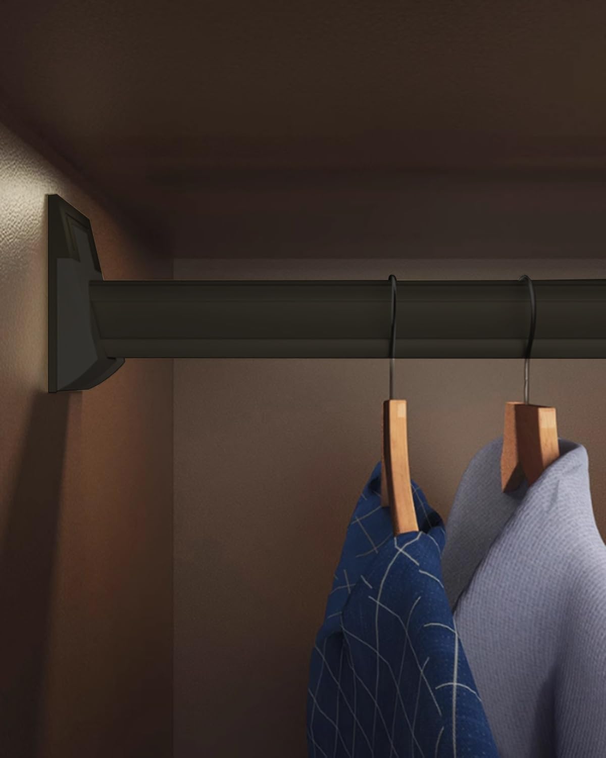 Metal Clothes Rack, Wall-Mounted Garment Rod with Brackets, Heavy-Duty ...