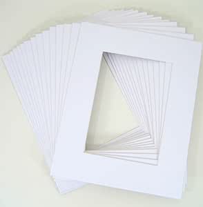 Pack of 25 8x10 White Picture Mats Mattes with White Core Bevel Cut for ...