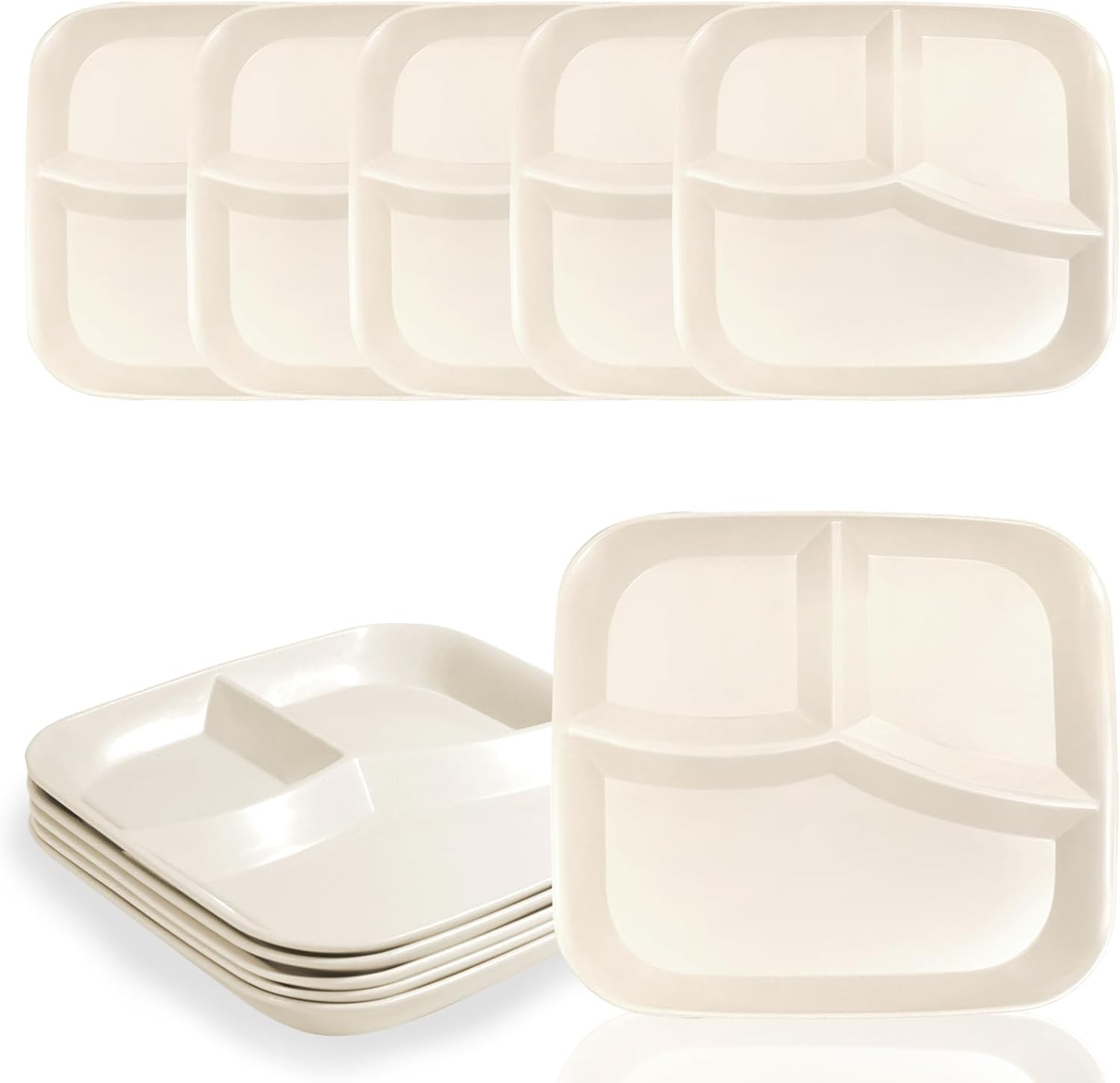 Amazon.com | 10" Square Wheat Portion Control Plate, 5 Unbreakable ...