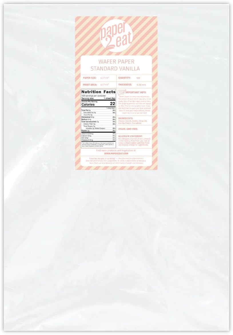 Amazon.com: paper2eat edible Wafer Paper Sheets Standard 8.5" x 11 ...