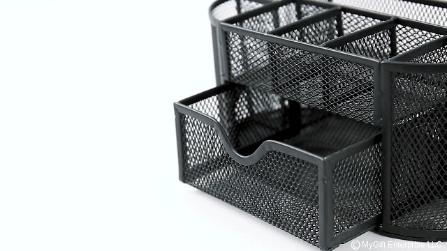 Watch Black Metal Wire Mesh Desktop Organizer Caddy with 8 Compartments ...