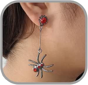 Amazon.com: Gothic Spider Earrings for Women Halloween Witch Dangle Earrings Red Black Crystal ...