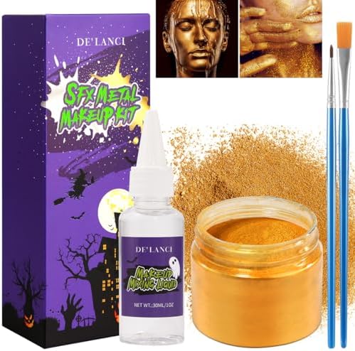 Amazon.com : Gold Face Body Paint Metallic Powder Kit, Highly Pigmented ...