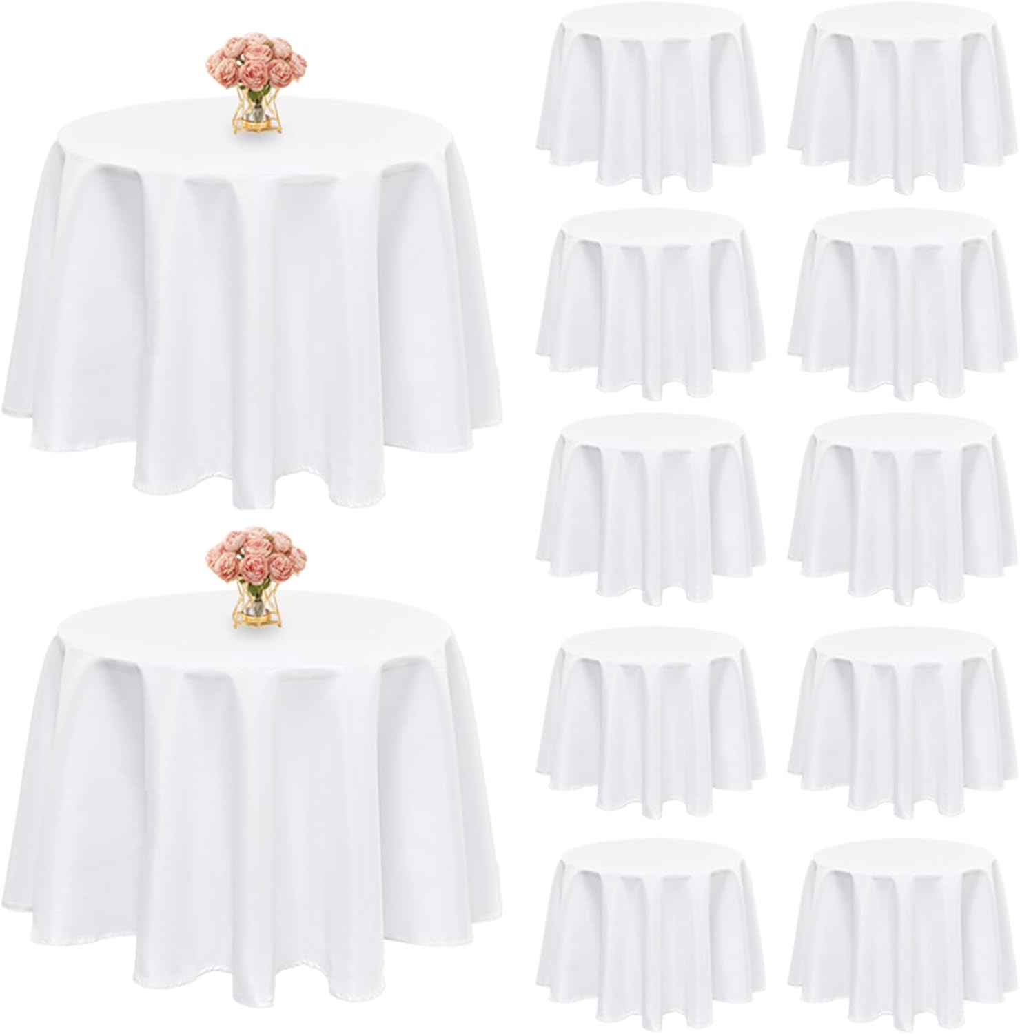 Amazon.com: STRCOZY 12 Pack White Polyester Tablecloths, 60 Inch Round ...