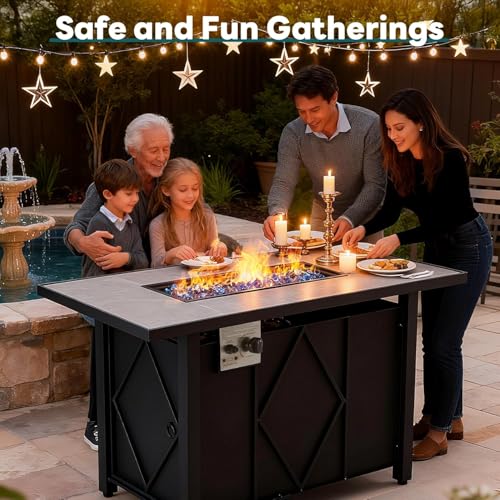 Smug 43 Inch Propane Fire Pit Table, 50,000 BTU Outdoor Gas Fire Pit ...