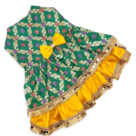 Wrap In Fur Dog Indian Ethenic Frock/Dress (XS, Green Yellow), Dog ...