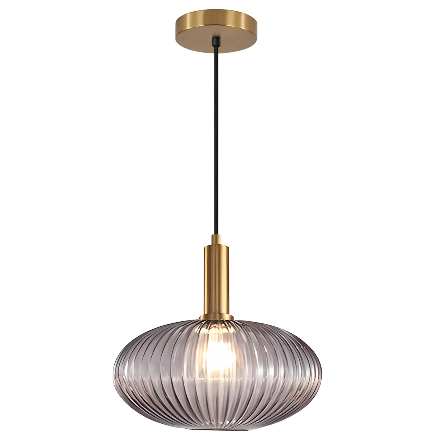 KCO Lighting Mid Century Modern Gold Glass Pendant Lighting Smoke Grey ...