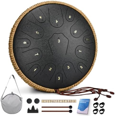 Amazon.com: Steel Tongue Drum-14 Inch 15 Notes Tongue Drums, Steel Drum ...