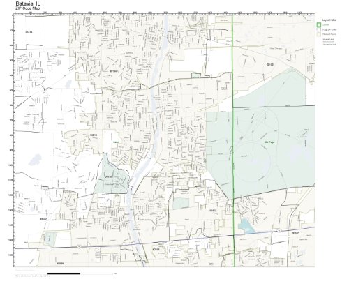 Amazon.com : ZIP Code Wall Map of Batavia, IL ZIP Code Map Laminated ...